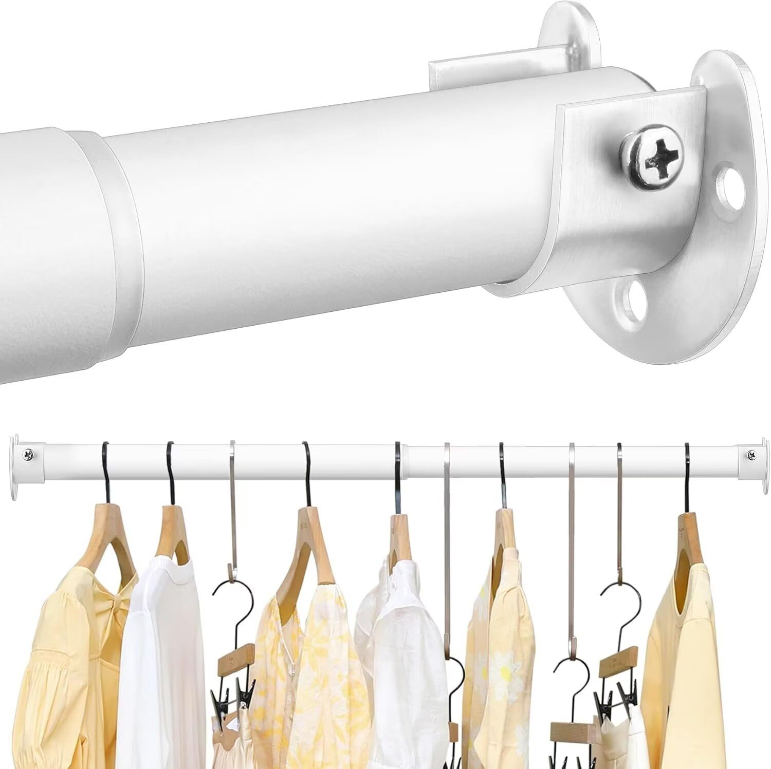FIRJOY Closet Rods for Hanging Clothes - Heavy Duty, Length Adjustable ...