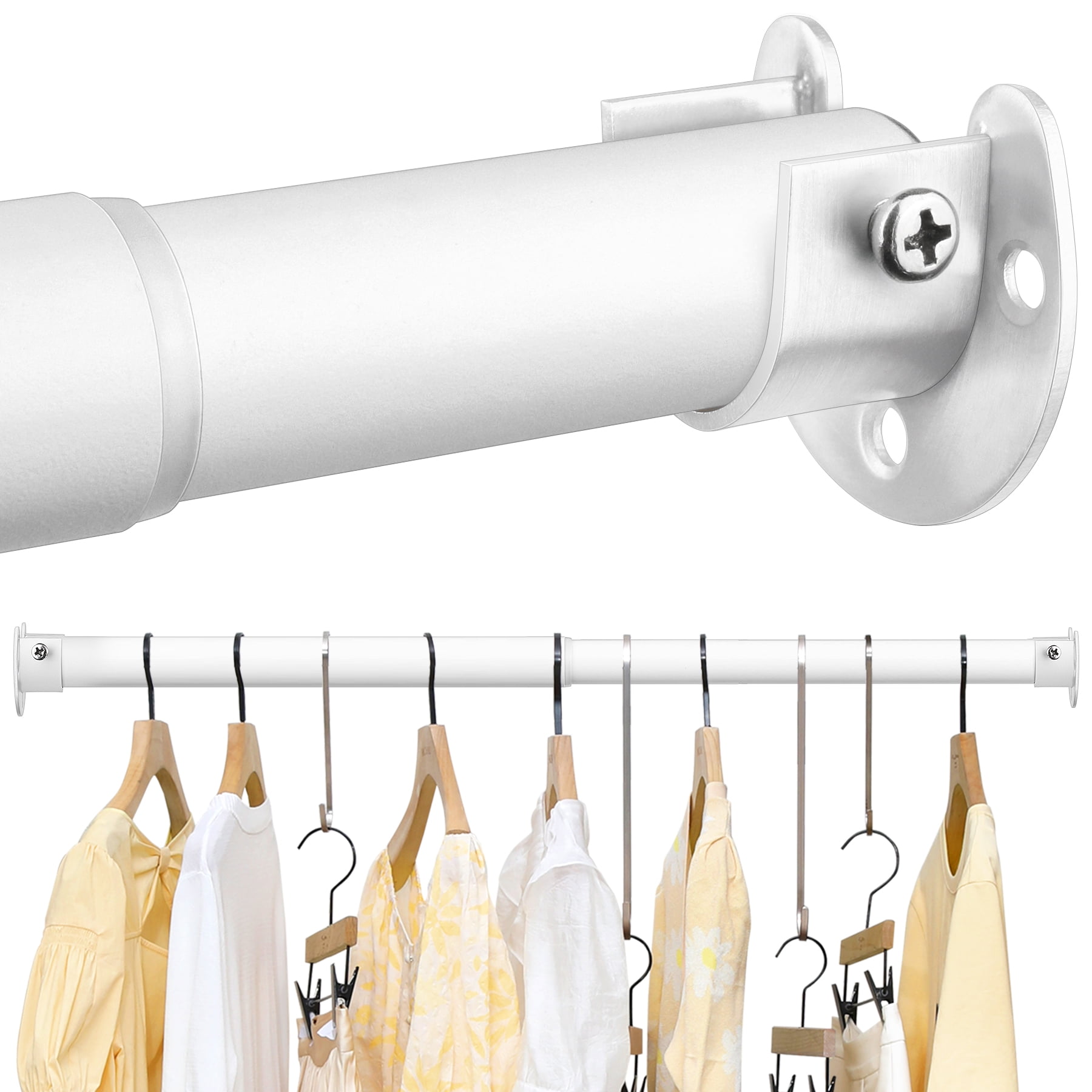 FIRJOY Closet Rods for Hanging Clothes - Heavy Duty, Length Adjustable ...