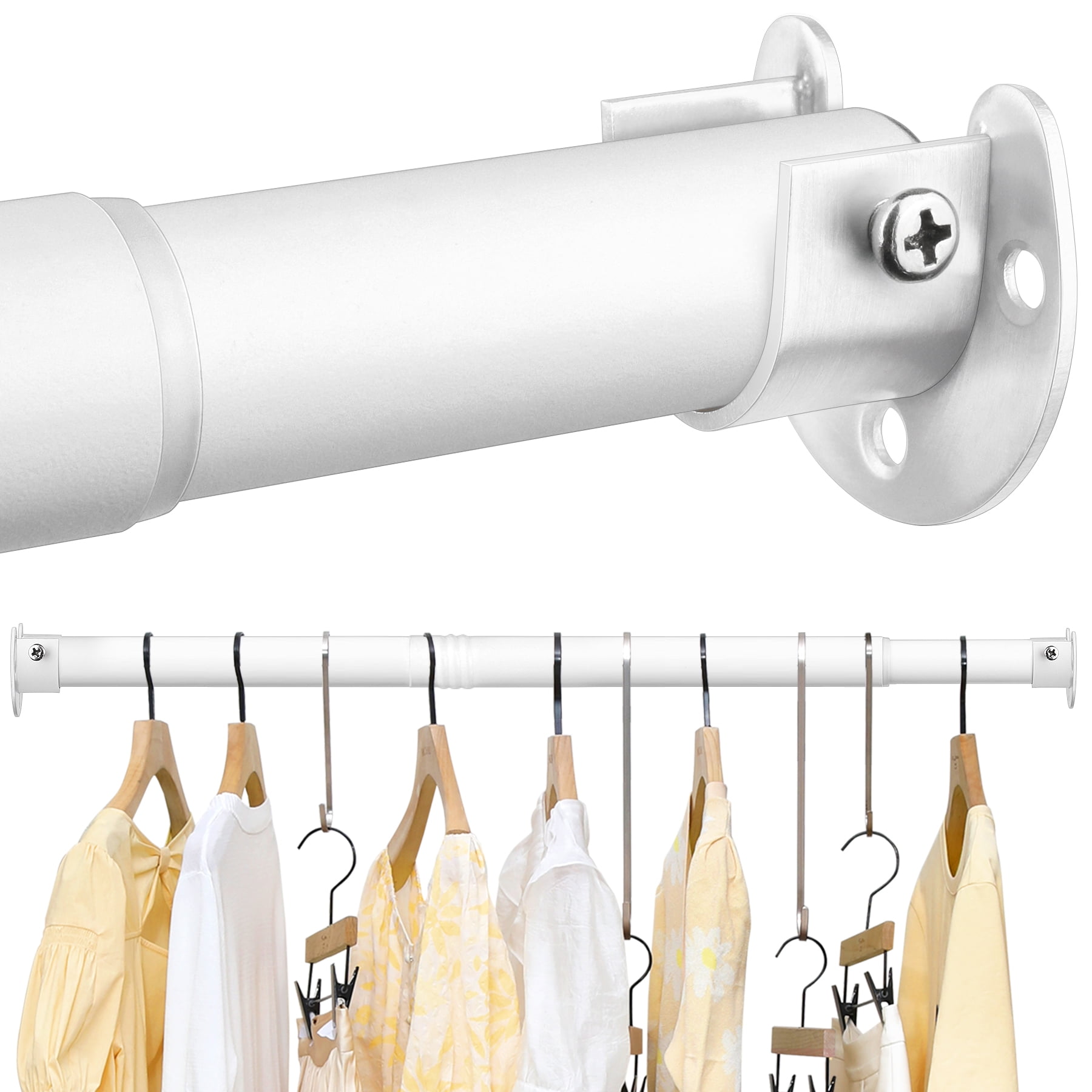 FIRJOY Closet Rods for Hanging Clothes - Heavy Duty, Length Adjustable ...