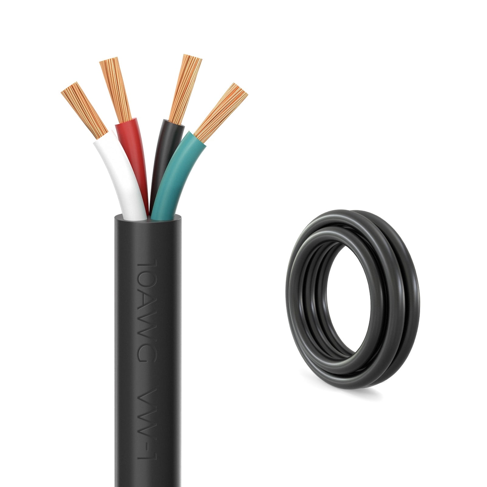 FIRMERST 10 Gauge 4 Conductor Power Cable SJTW 300V Pure Copper Wire 10 ...