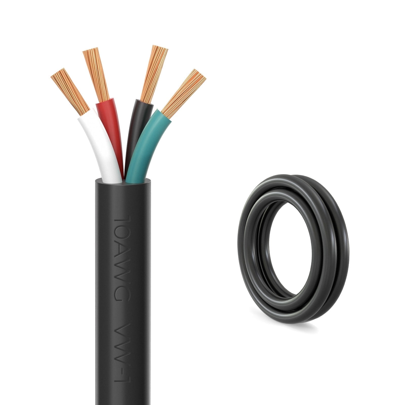 FIRMERST 10 Gauge 4 Conductor Power Cable SJTW 300V Pure Copper Wire 6 ...