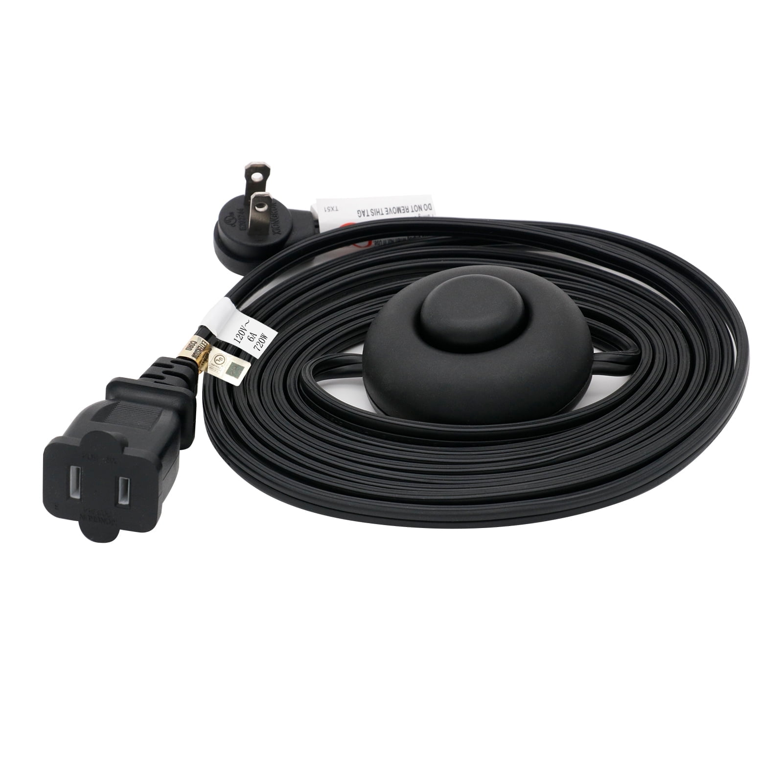 FIRMERST 10 Feet 2 Prong Extension Cord with Foot Switch Black ...