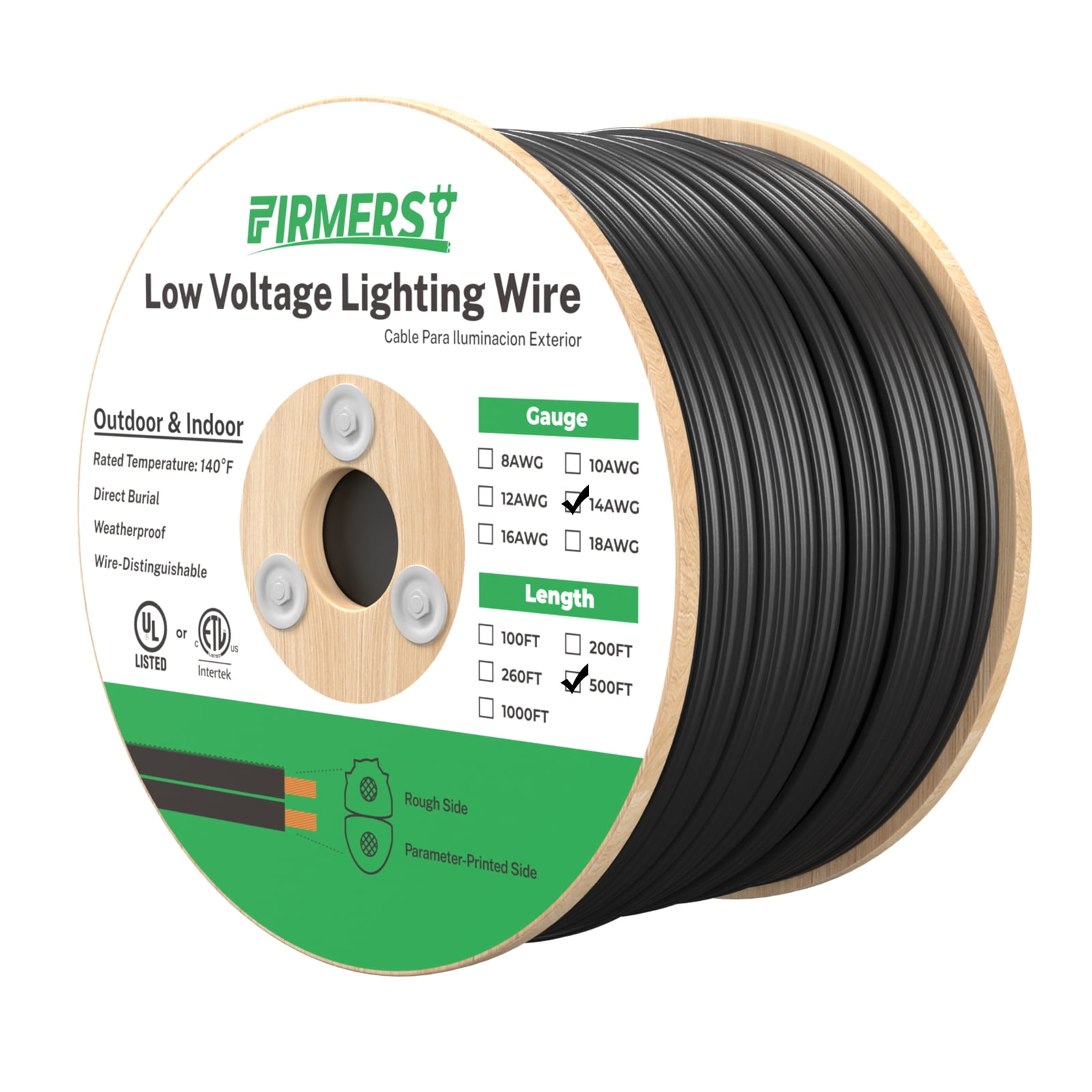 FIRMERST 14/2 AWG Low Voltage Landscape Wire Outdoor Lighting Cable ...