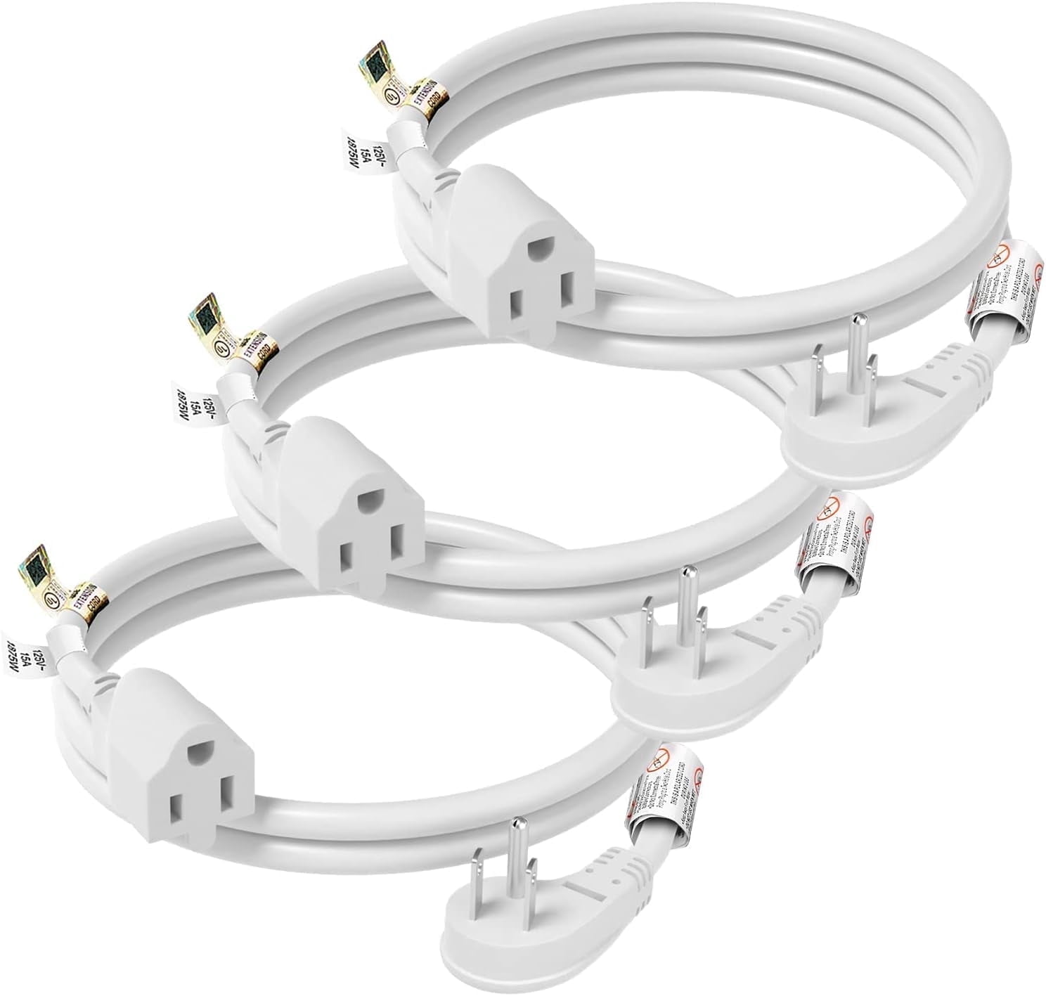 FIRMERST 14 AWG Flat Plug Extension Cord, 3 ft, 15 Amps, UL Listed ...