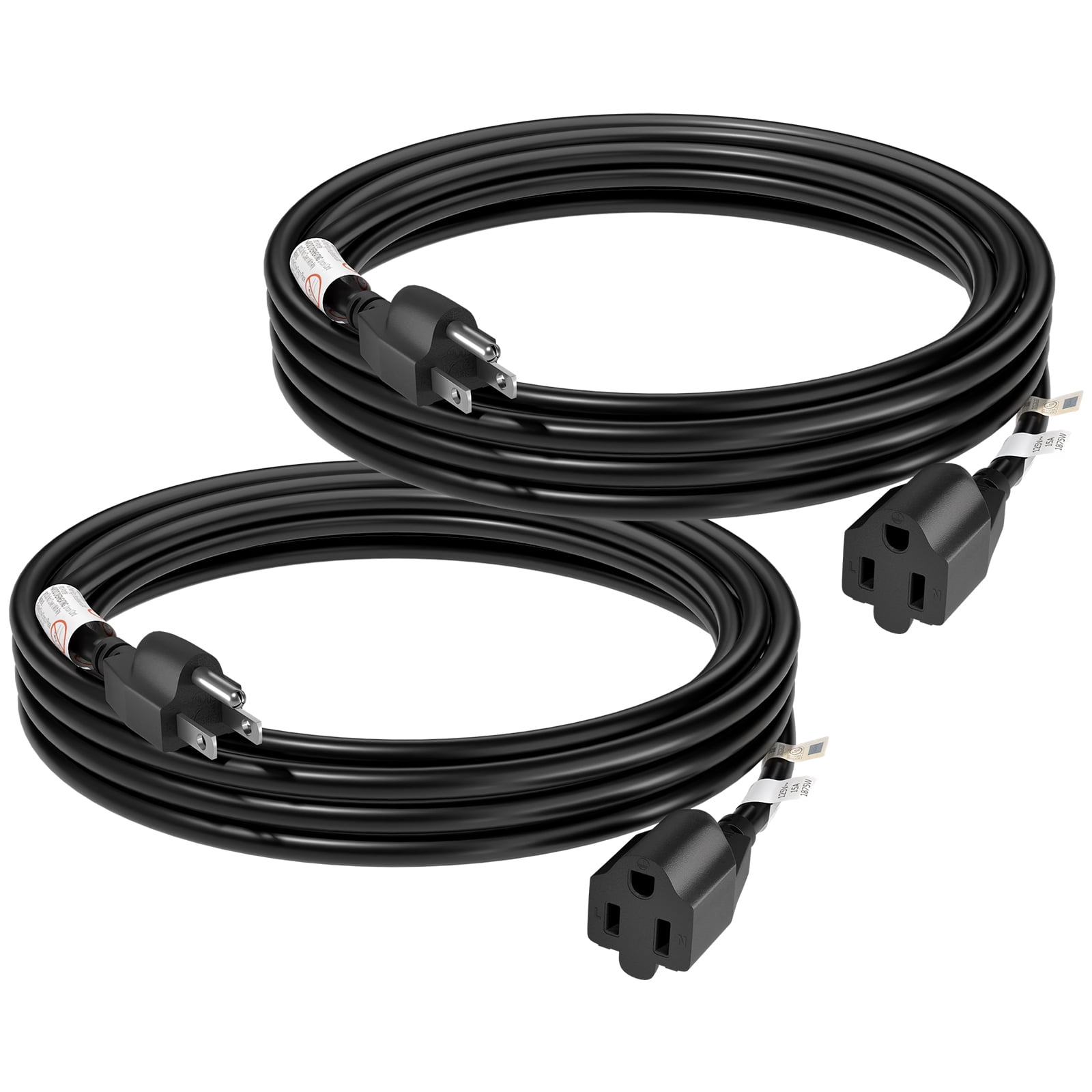 FIRMERST 15 Amp 10 Feet 3 Prong Extension Cord 14 Gauge 1875W Black, 2 ...