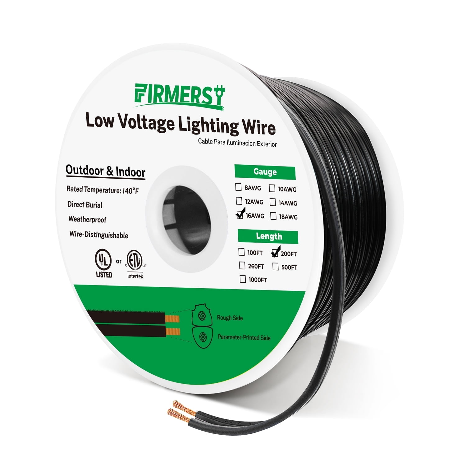 FIRMERST 16/2 Low Voltage Landscape Wire Outdoor Lighting Cable 200 ...