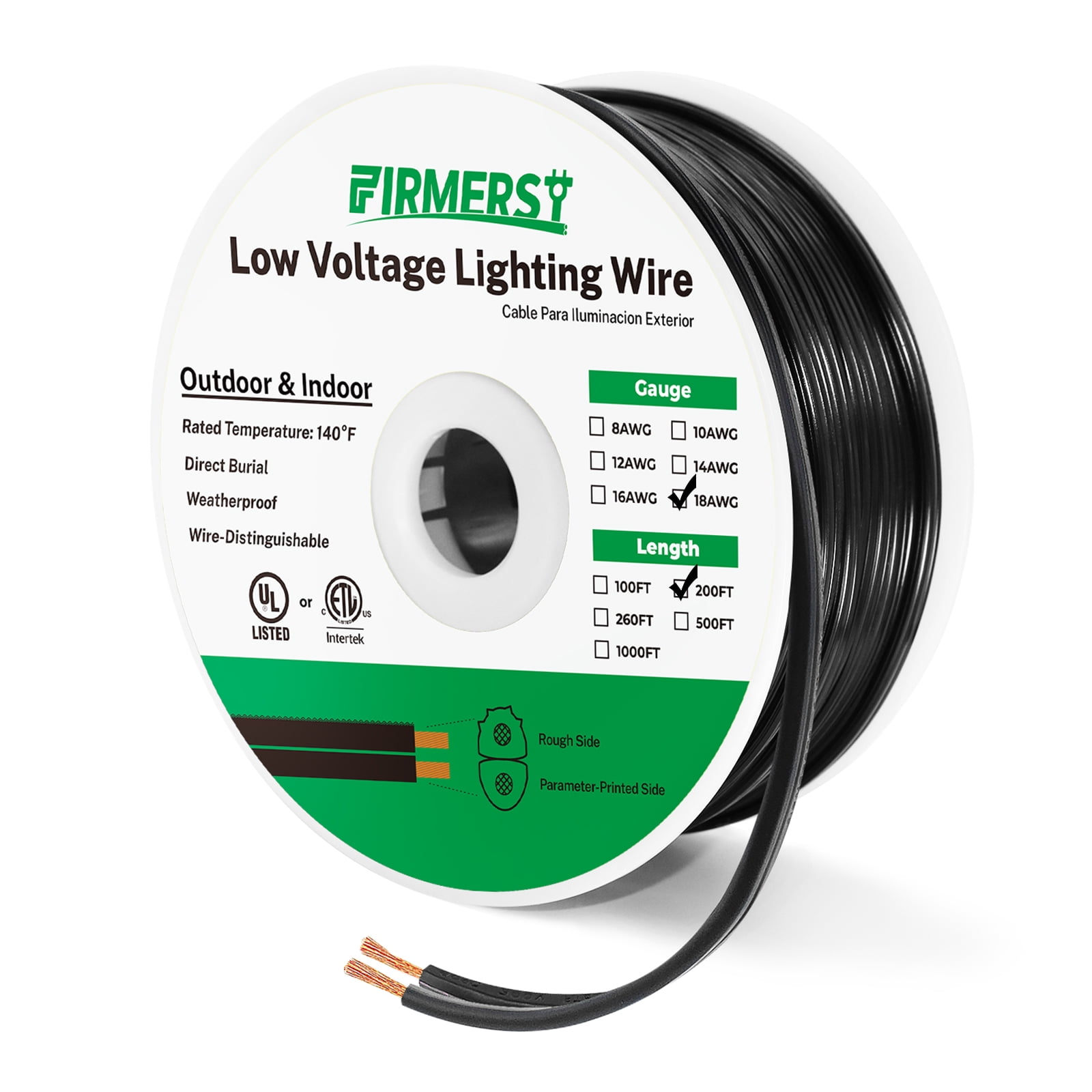 FIRMERST 18/2 Low Voltage Landscape Wire Outdoor Lighting Cable 200 ...