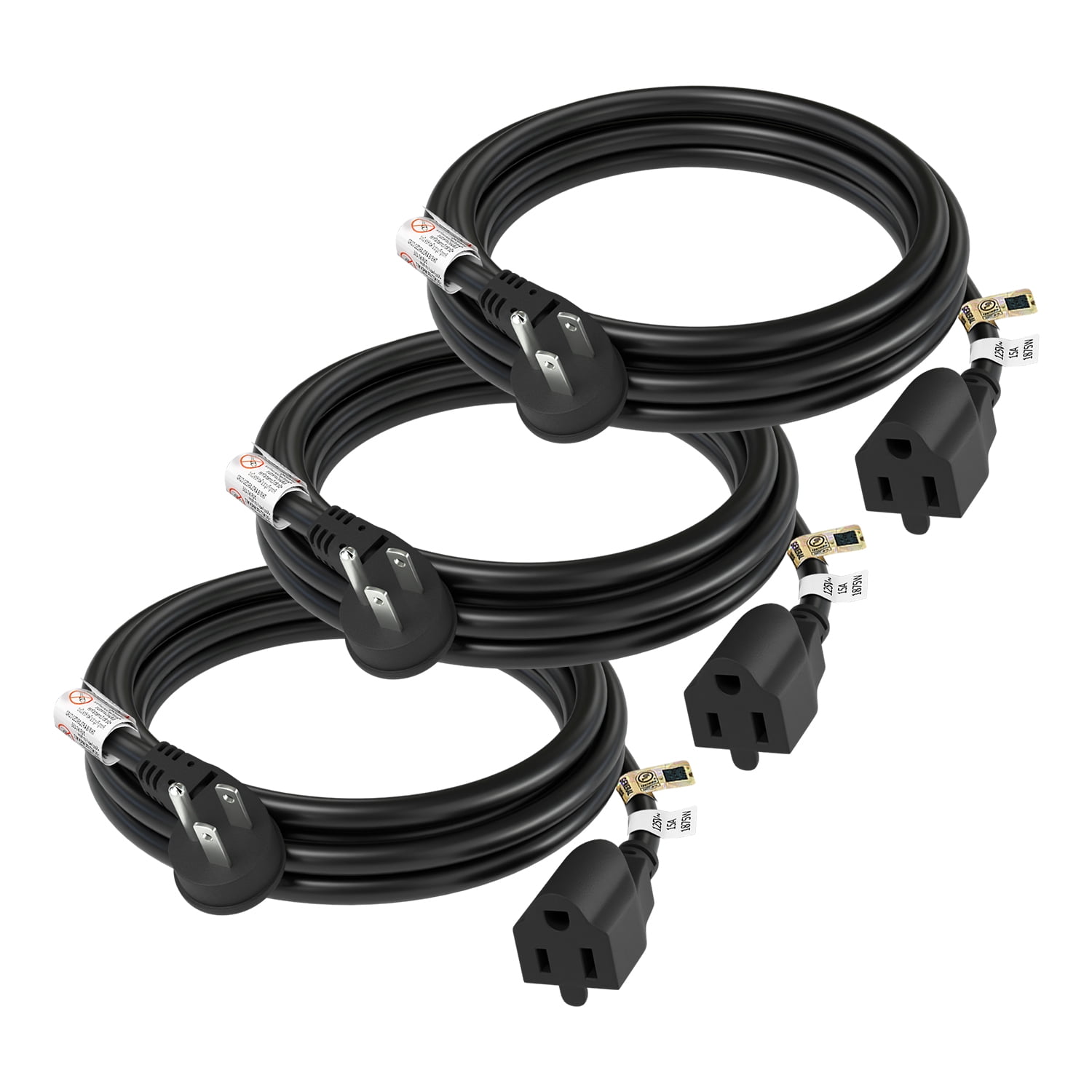 FIRMERST 6 ft Black Flat Plug Extension Cord, 14 AWG Heavy Duty Cable ...
