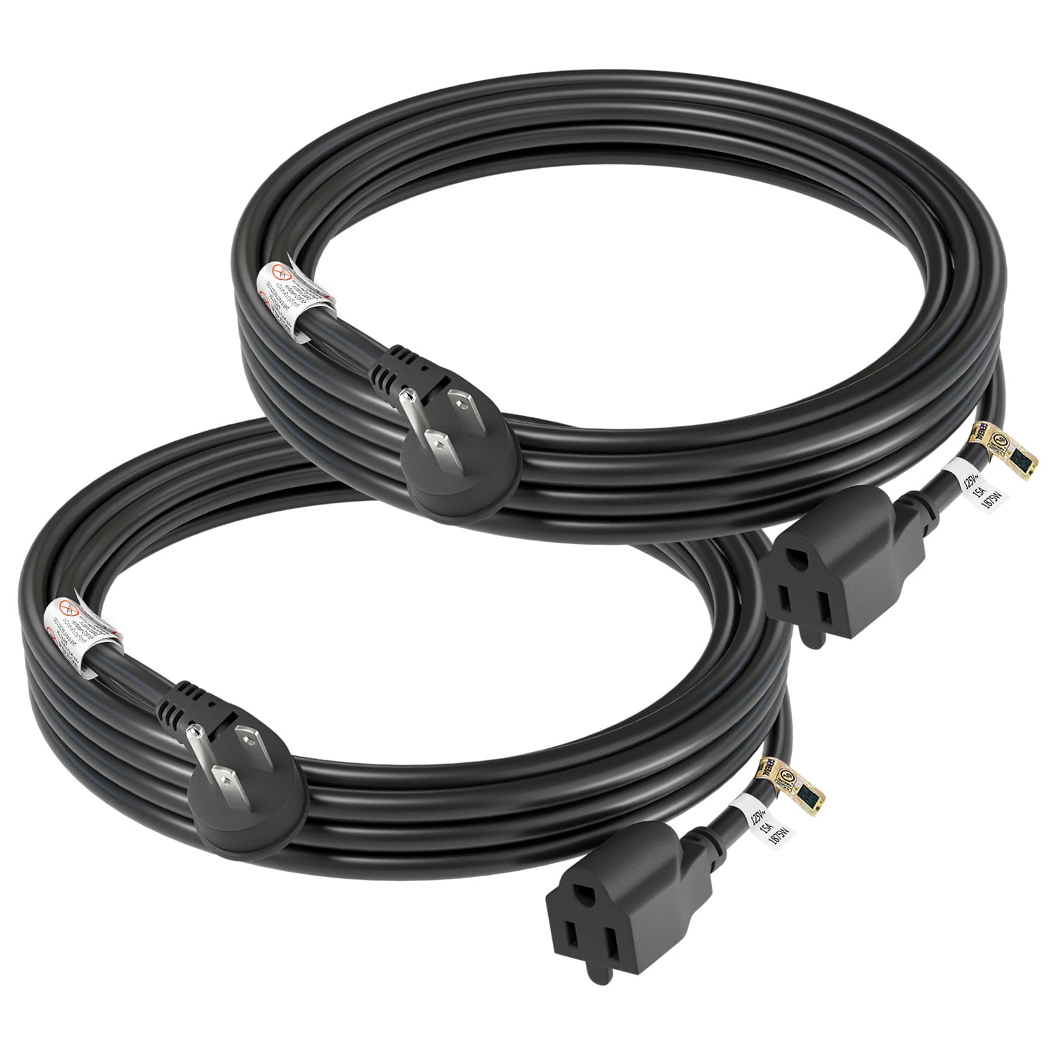 FIRMERST 1875W Low Profile Flat Plug 10ft Extension Cord 14AWG 15A ...
