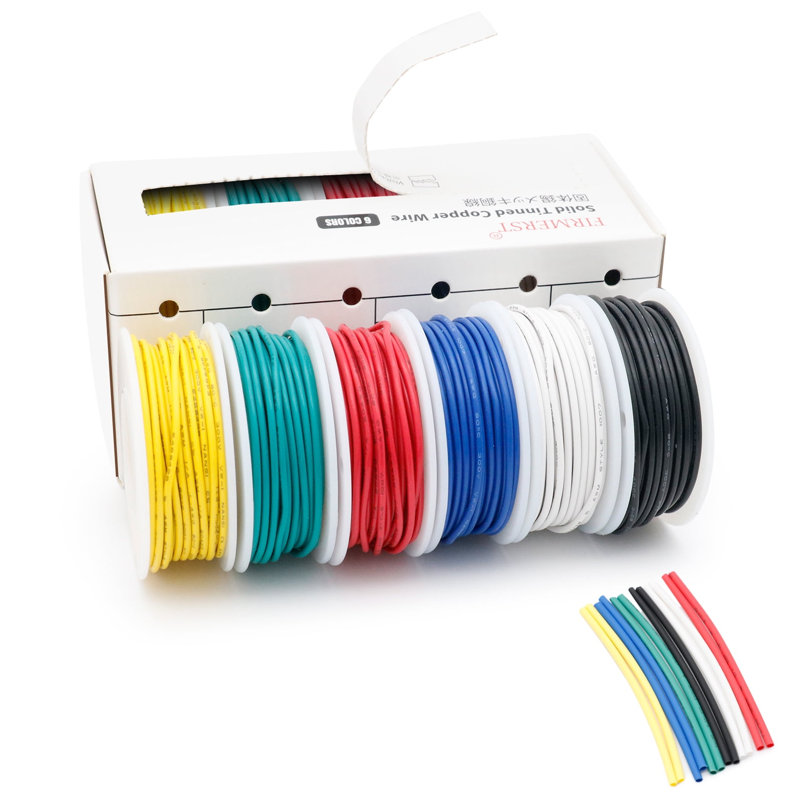 FIRMERST 22 awg Solid Core Tinned Copper Hook up Wire Kits - 6 x 30 ...