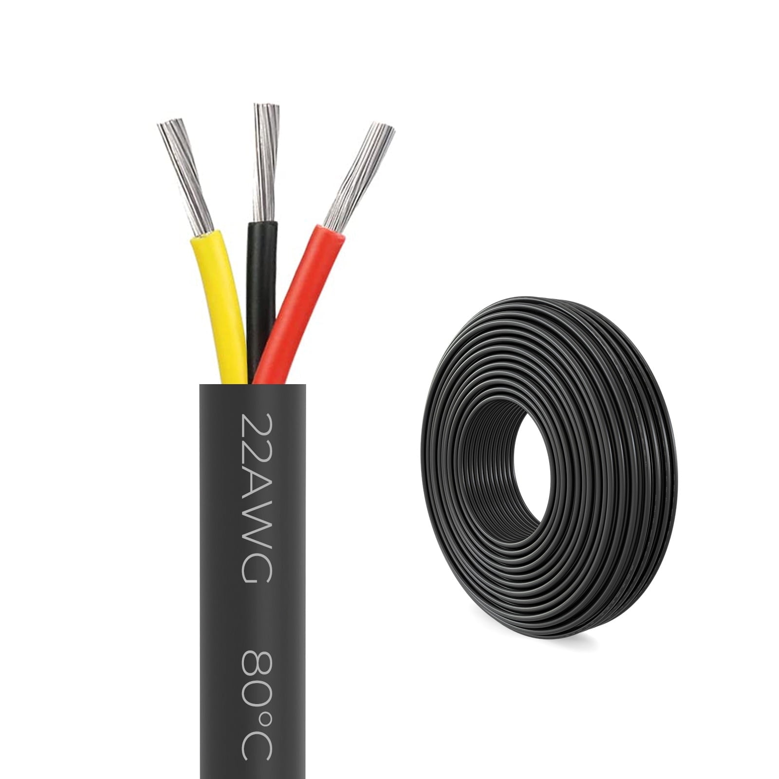FIRMERST 3 Conductor 22 Gauge 200 Feet Tinned Copper Electrical Wire - Walmart.com