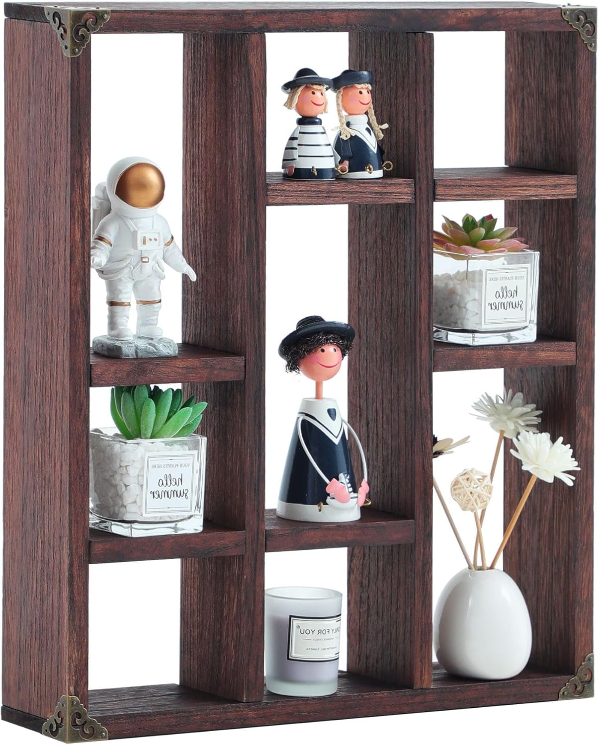 FIRMINANA 17.7 Inch Solid Wood Display Shelf -Sef of 2- Shadow Box 9 ...