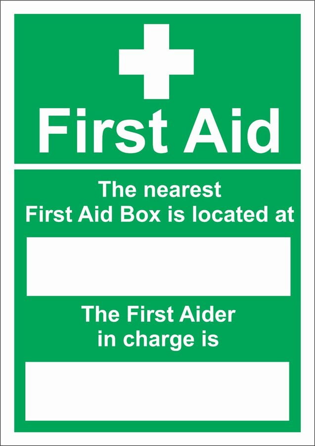 FIRST AID BOX LOACTION Metal Aluminum Sign/FOAMEX SIGN H&S SITE SIGNAGE ...