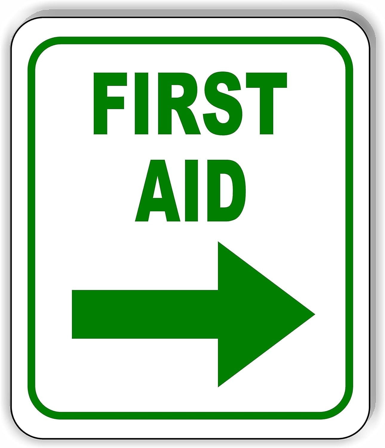 FIRST AID GREEN RIGHT ARROW Aluminum Composite Outdoor Sign 20" x24 ...
