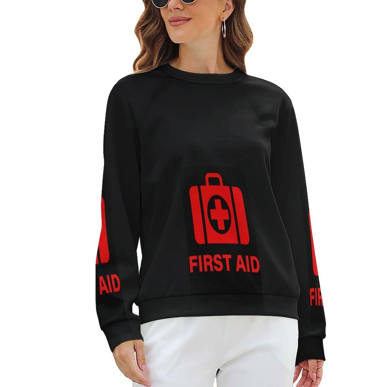 FIRST AID Ladies Tops Women Sweatshirts With Long Sleeve Loose Fit ...