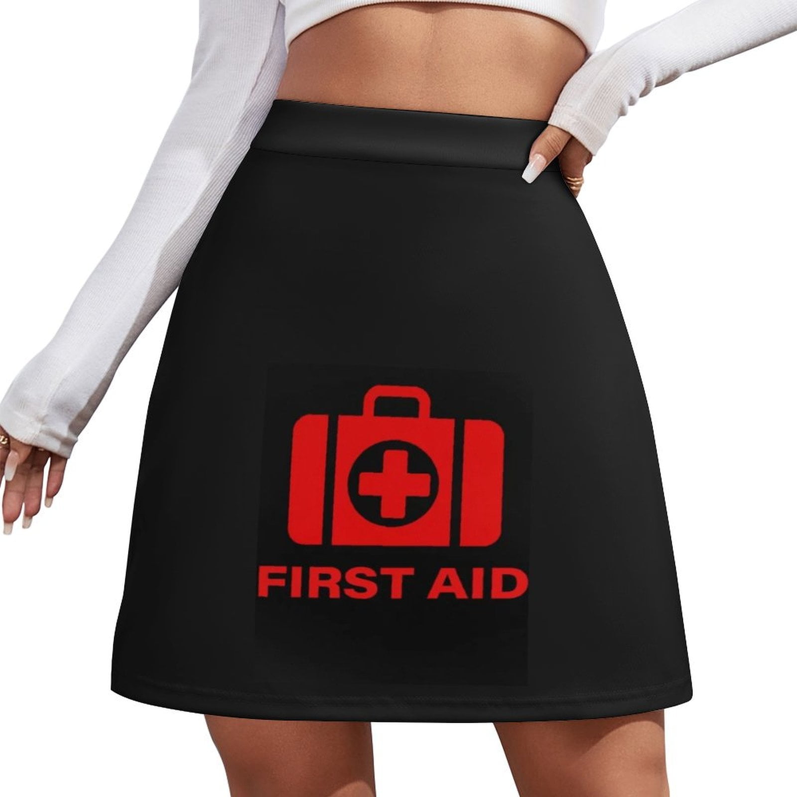 FIRST AID Women's High Waist Skirt Stretchy Casual Mini Skirt - Walmart.com