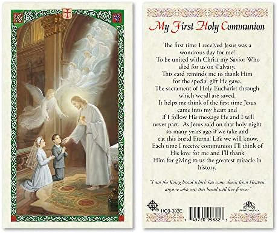 FIRST COMMUNION PRAYER NEUTRAL ENGLISH HOLY CARD LAMINATED PRAYER CARDS ...