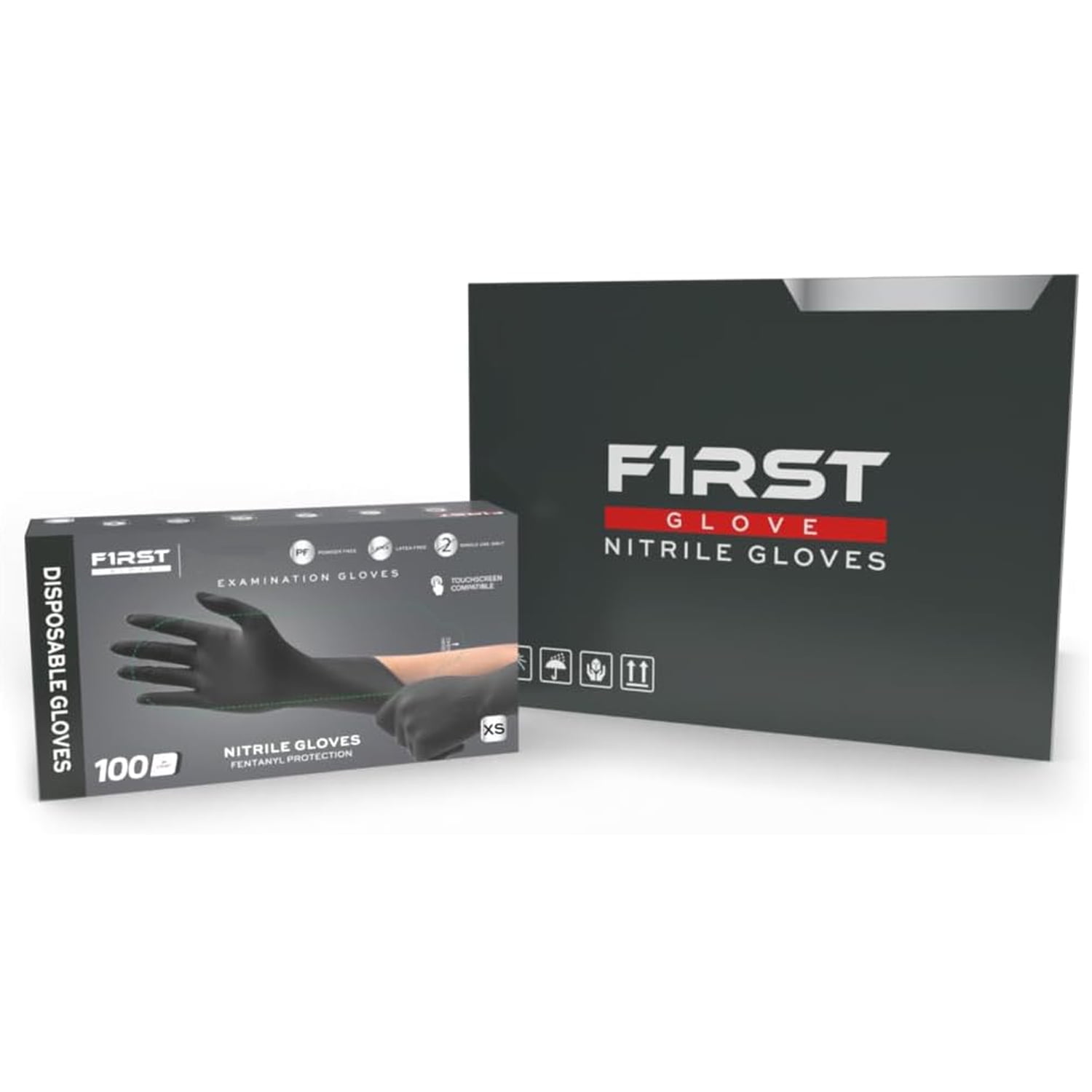 FIRST GLOVE 3.5 Mil Black Nitrile Disposable Gloves - Food Safe ...