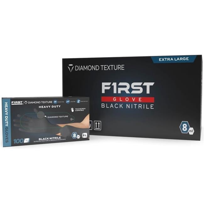 FIRST GLOVE Heavy Duty Disposable Gloves 1000 Ct. - 8 Mil Thick Black ...