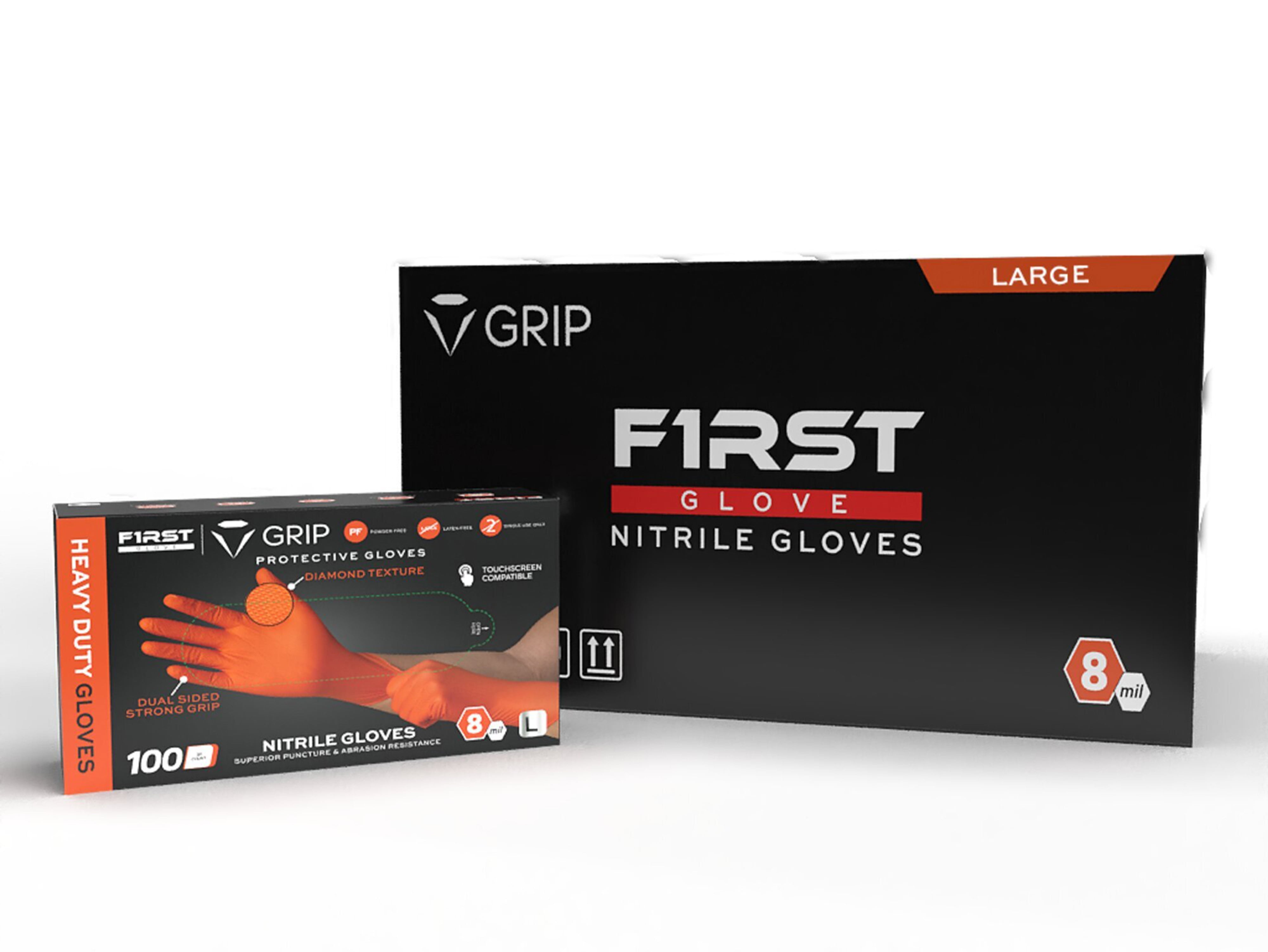 FIRST GLOVE Heavy Duty Disposable Gloves Small 100 Ct. - 8 Mil Thick Orange Nitrile Gloves ...