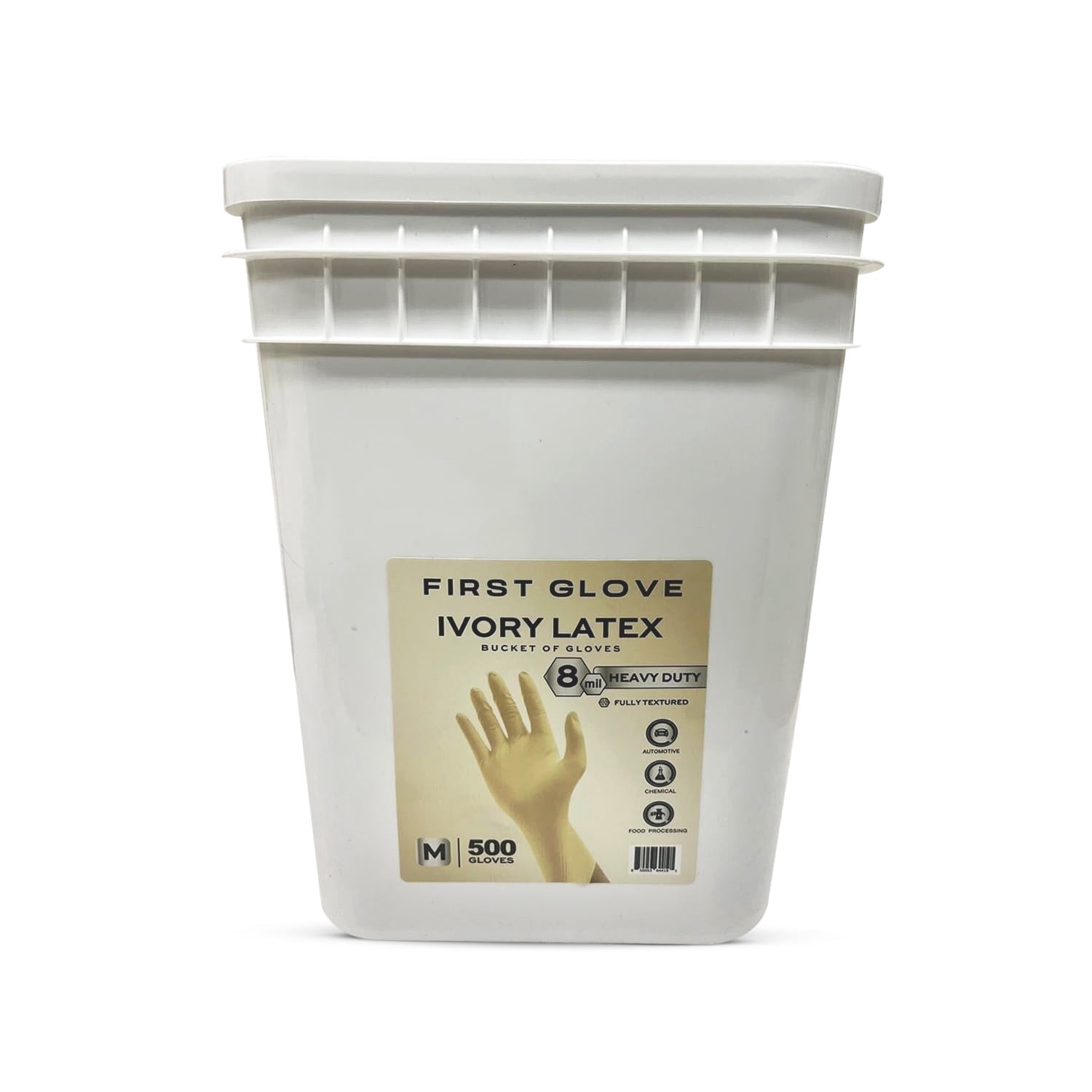FIRST GLOVE Latex 8 Mil Bucket Fully Textured Ivory Gloves - Heavy Duty ...