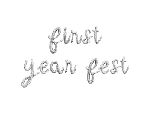 FIRST YEAR FEST Cursive Letter Balloon Banner - 1st Birthday Party ...