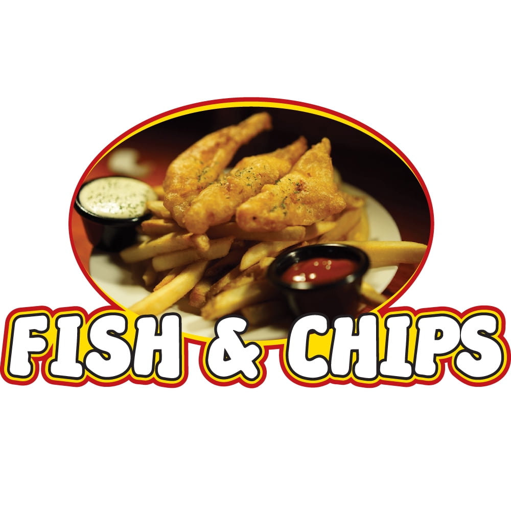 FISH & CHIPS 24" Concession Decal sign cart trailer stand sticker ...
