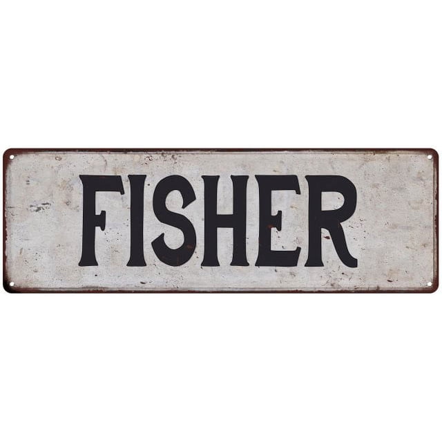 FISHER Vintage Look Rustic Chic Metal Sign 6x18 106180036394 - Walmart.com