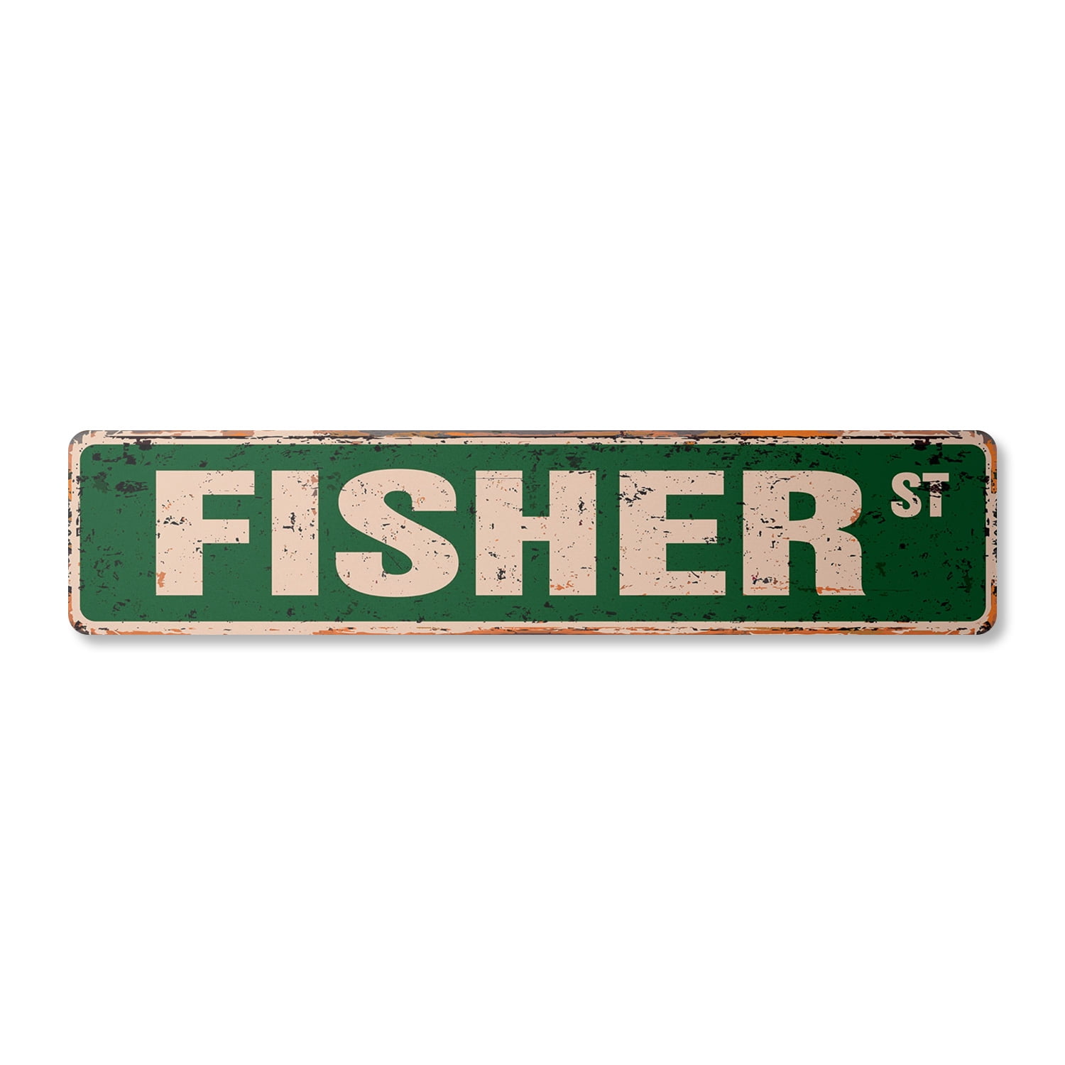 FISHER Vintage Plastic Street Sign Childrens Name Room Sign | Indoor/Outdoor | 18" Wide ...