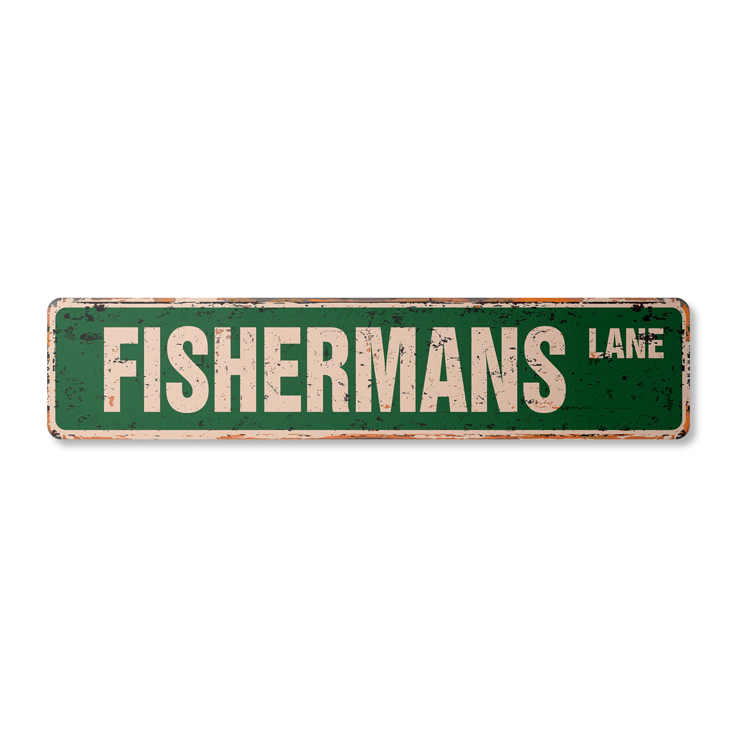 FISHERMAN Vintage Plastic Street Sign fishing boat lures reel waders ...