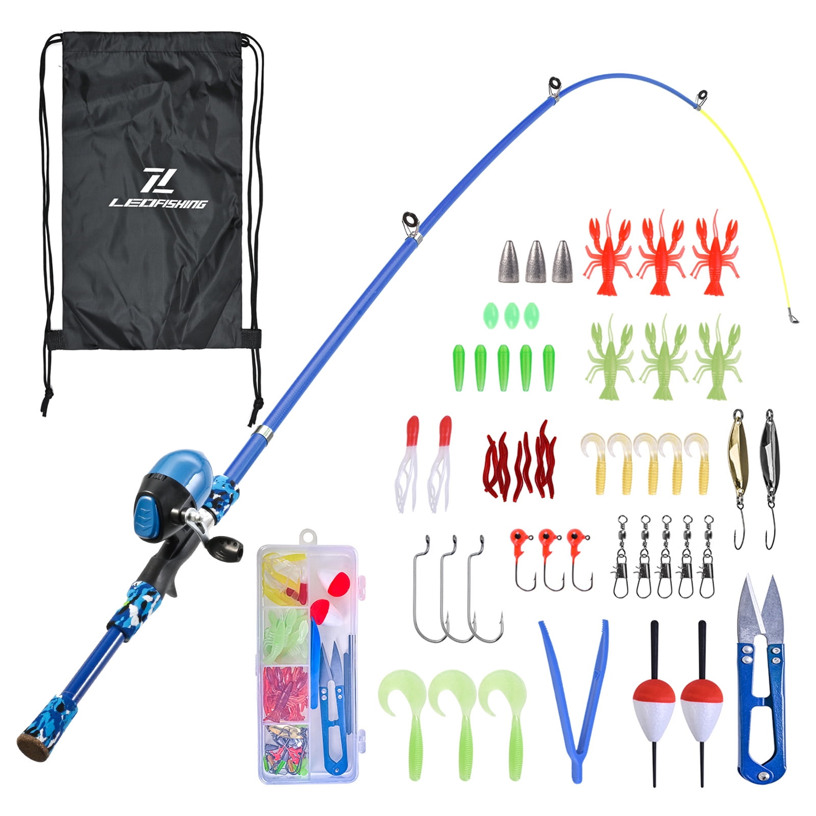 FISHING Spinning Rod and Reel Combo All in One Telescopic Casting Pole ...