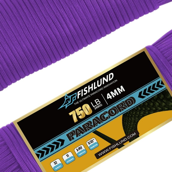 FISHLUND 750lb Paracord, 4mm 11 Strand Parachute Cord, Heavy Duty Nylon ...