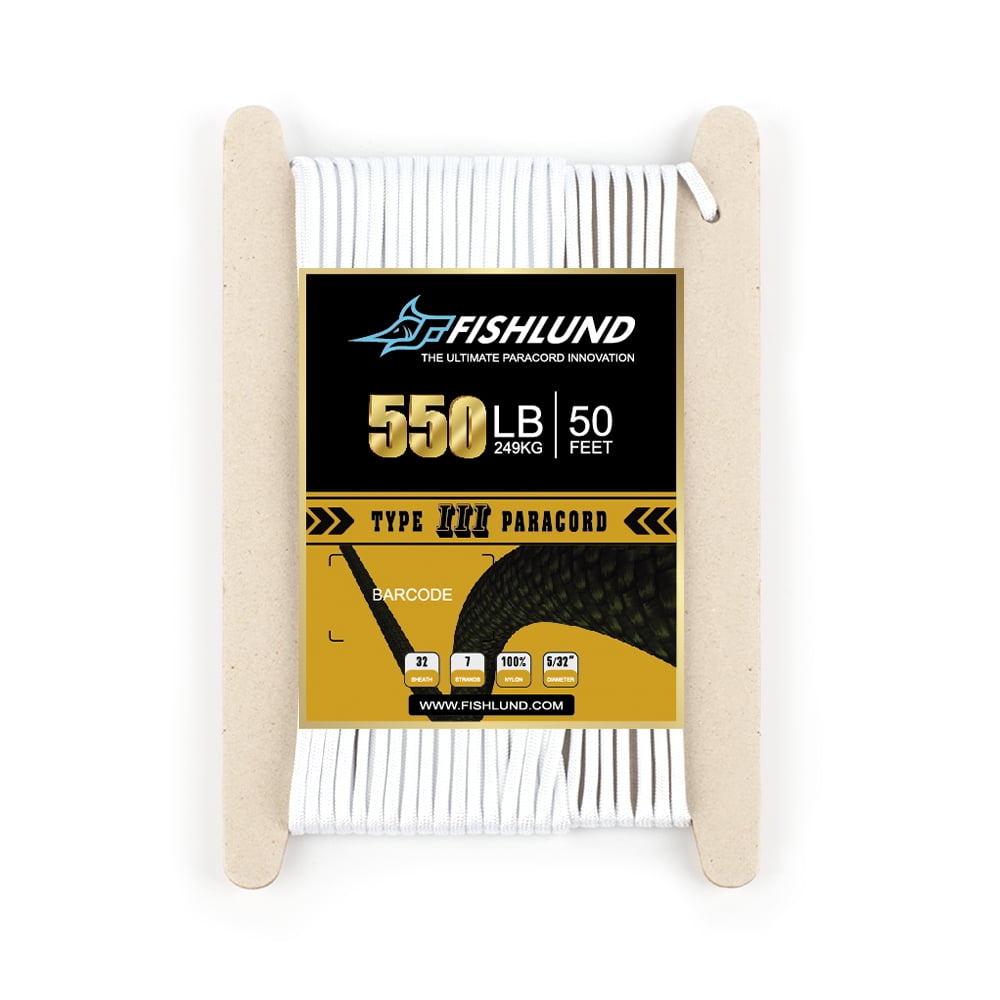 FISHLUND Paracord 550 lb, 7 Strand Type III Paracord Rope 50ft 4mm ...