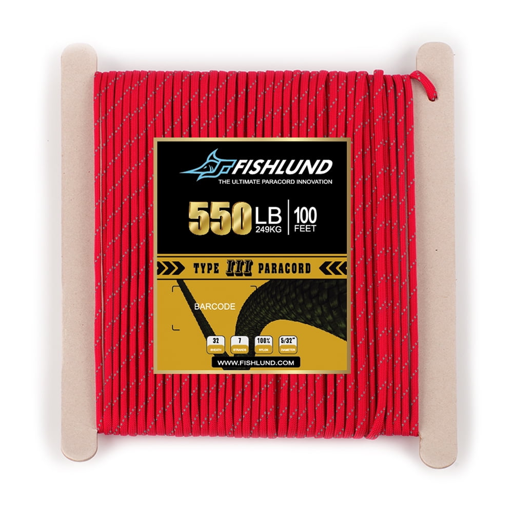 FISHLUND Reflective Paracord 550 lb, 7 Strand Type III Paracord Rope ...
