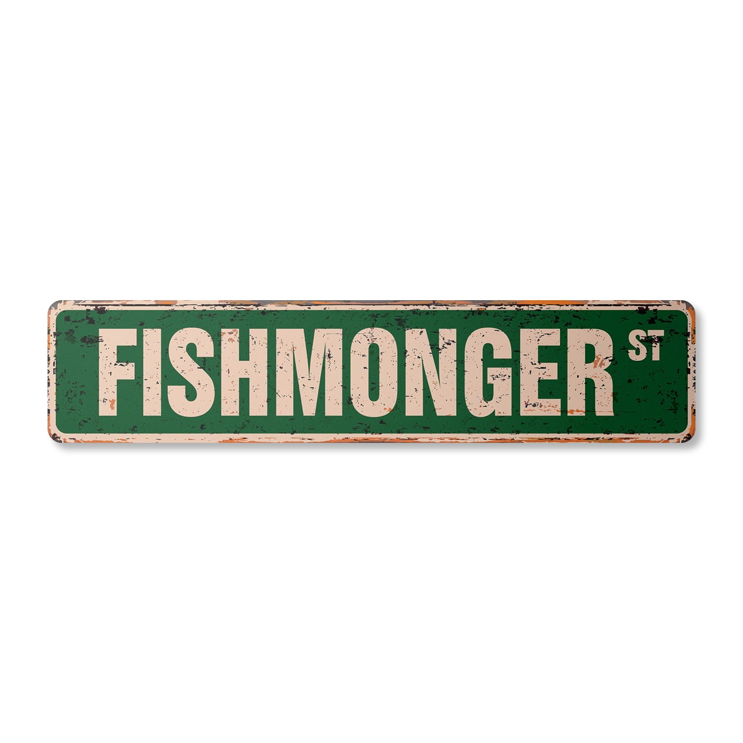 FISHMONGER Vintage Plastic Street Sign seafood market restaurant fish ...