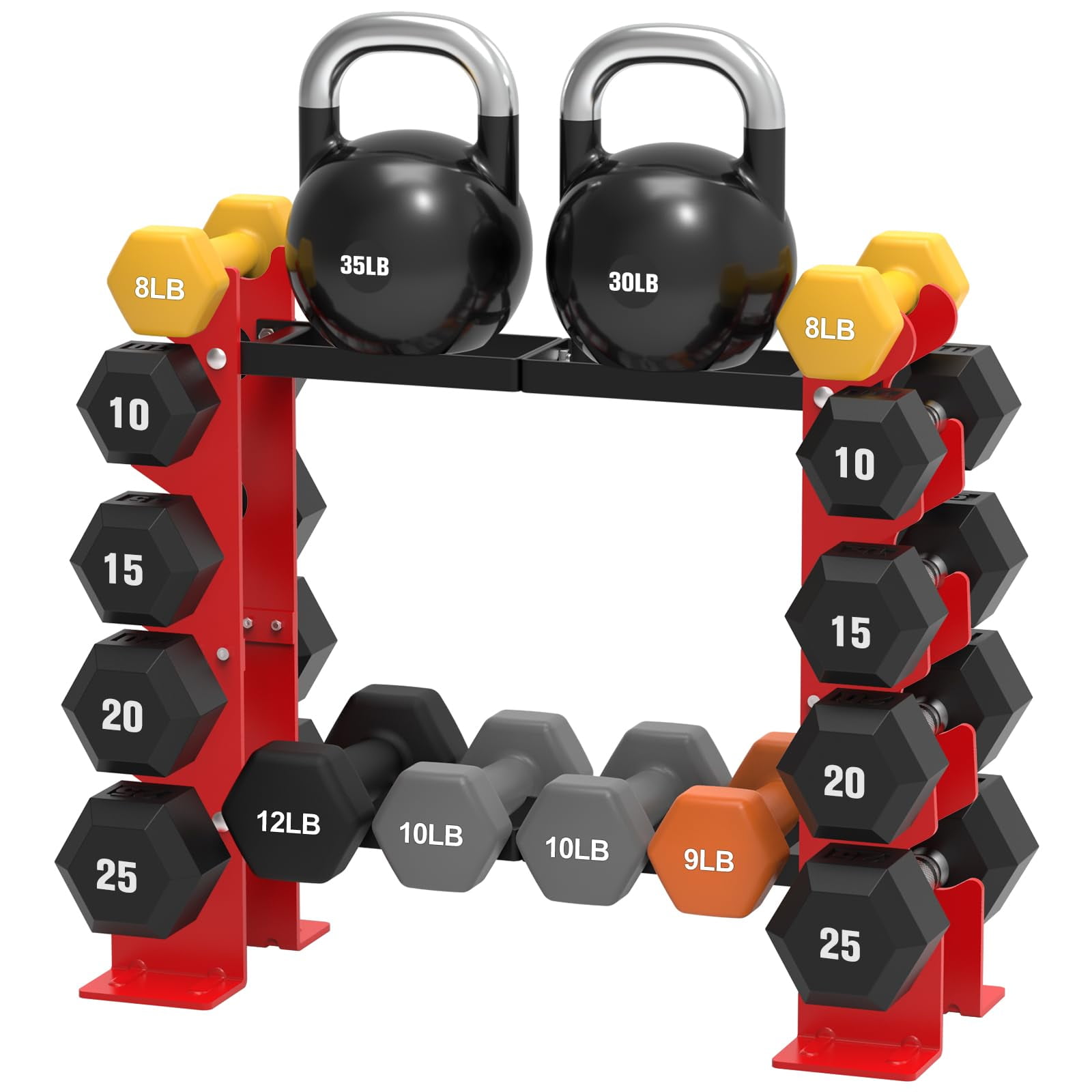 FISUP Dumbbell Rack Weight Stand Holder Only for Home Gym Storage, Red ...