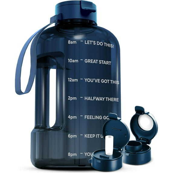 FIT 128 oz Water with Time Marker - Straw & Chug Lid - BPA Free 1 ...