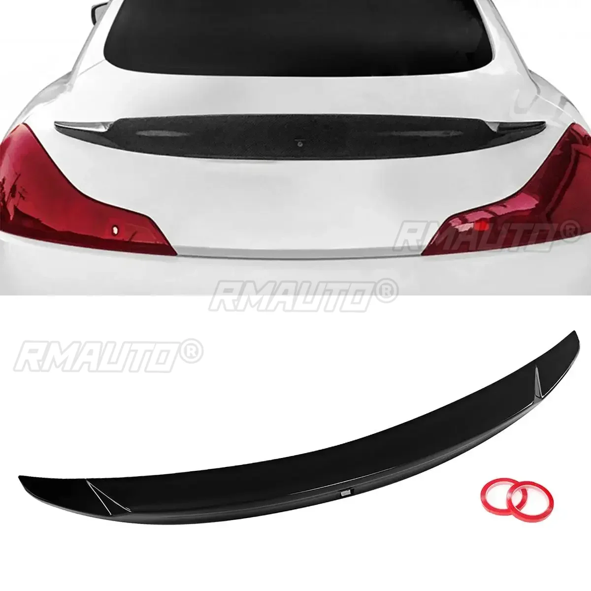 FIT FOR 2008-2013 INFINITI G37 2 DOOR GLOSSY BLACK/Carbon Fiber HIGH ...