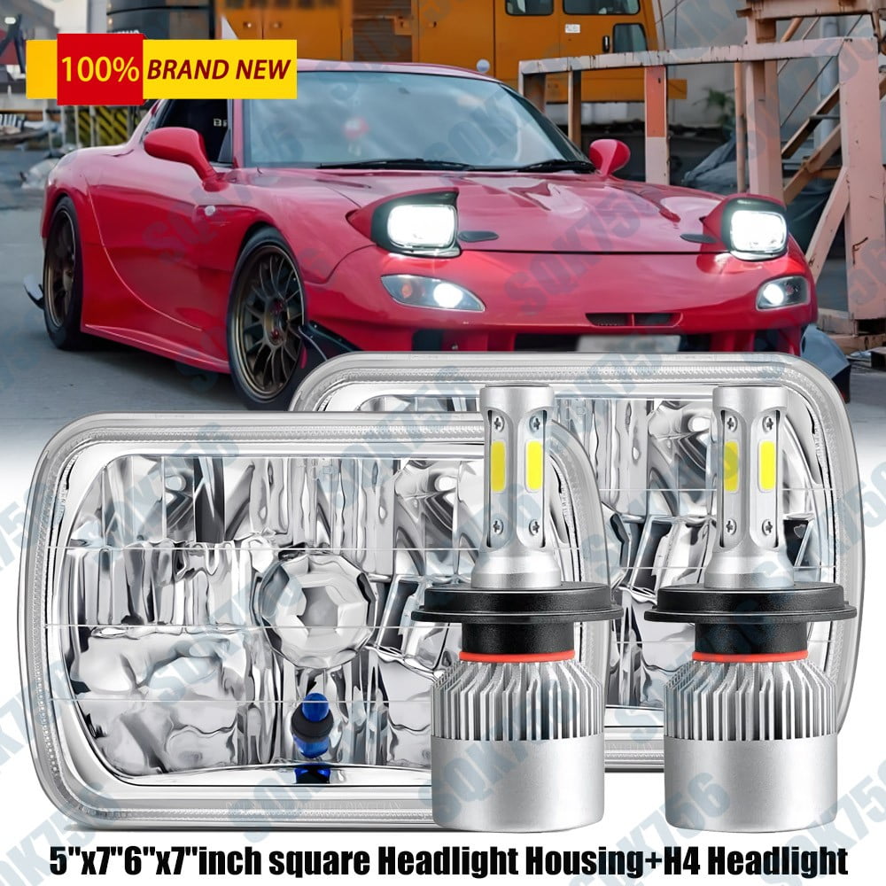 FIT Mazda RX-7 1986-1991 Black 5x7" 7X6 inch LED Headlight Hi/Lo Beam ...