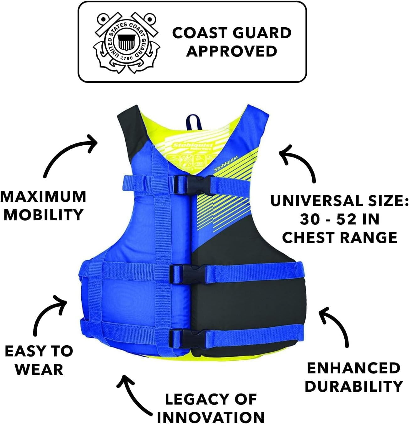 FIT Oversized Adult Life Jacket, US Guard Approved Type III Life Vest ...