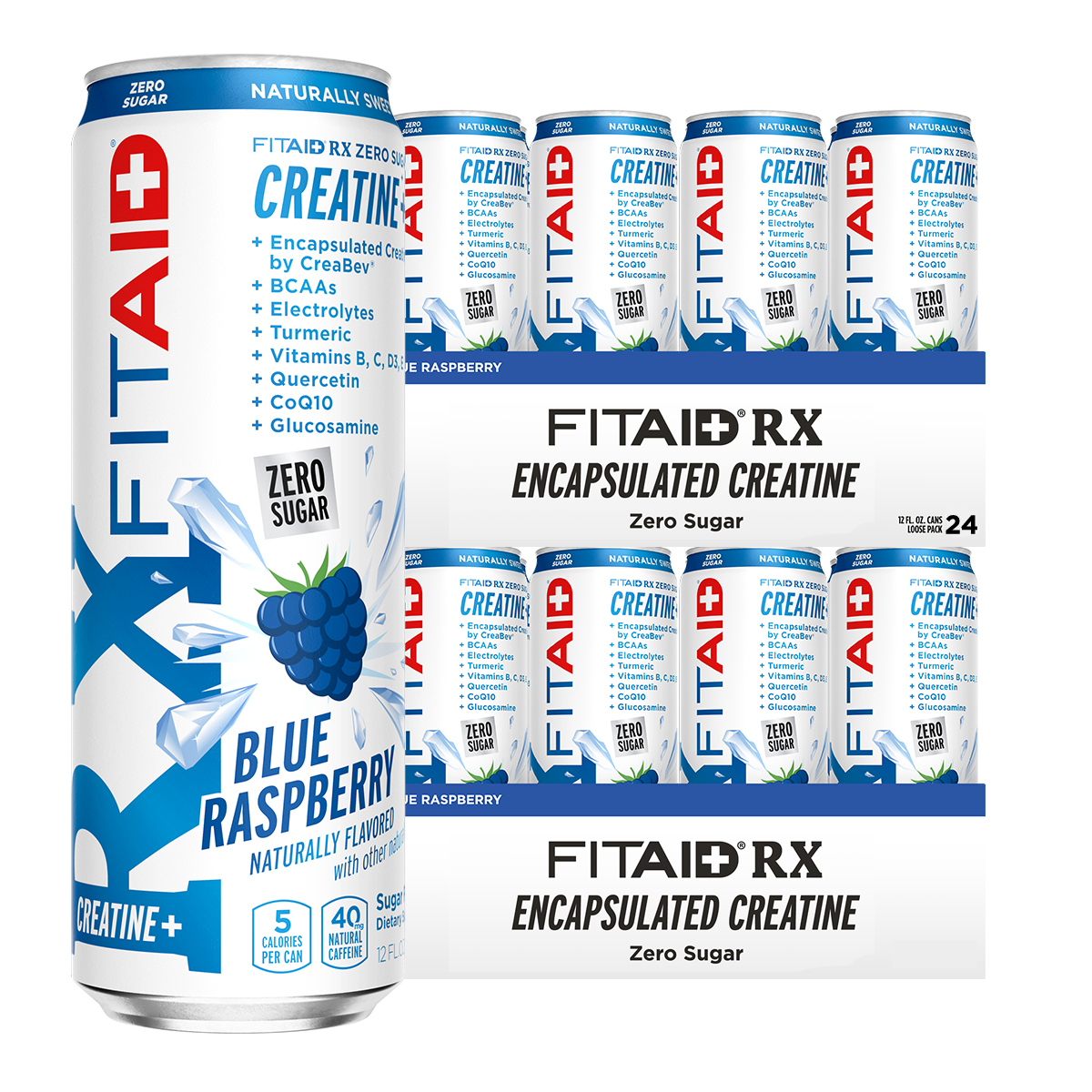 FITAID RX Zero Sugar, Encapsulated Creatine, Workout Recovery Drink, 24 ...