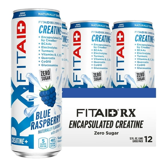 Life-Aid FITAID RX Workout Recovery Drink, Blue Raspberry, 12 Cans, 12 ...