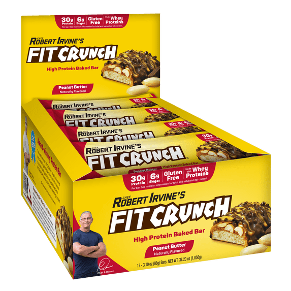 FITCRUNCH Chocolate Peanut Butter, High Protein Baked Bar, 16g Protein ...