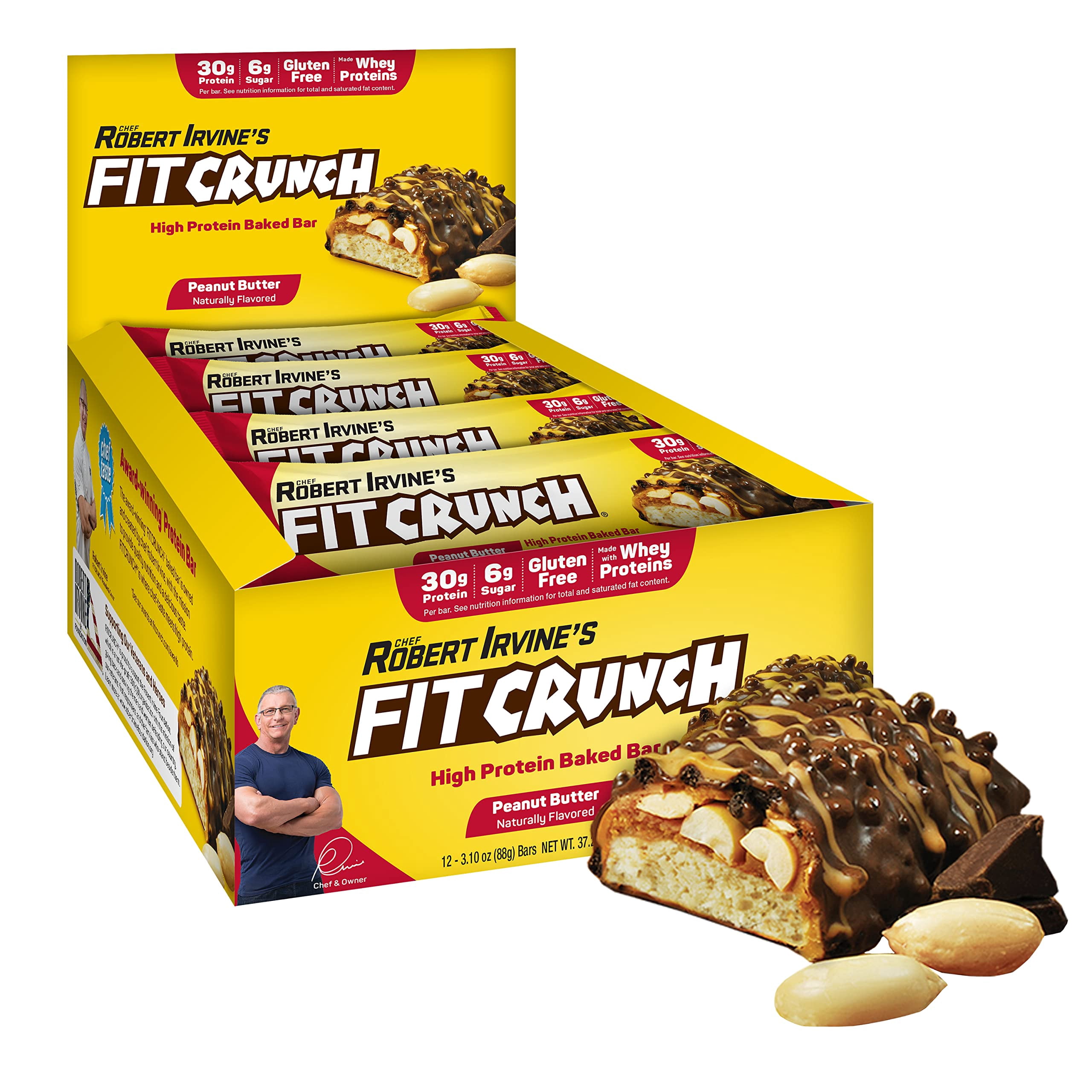 FITCRUNCH Full Size Protein Bars, 6-Layer AD01 Baked Bar, 6g of Sugar ...