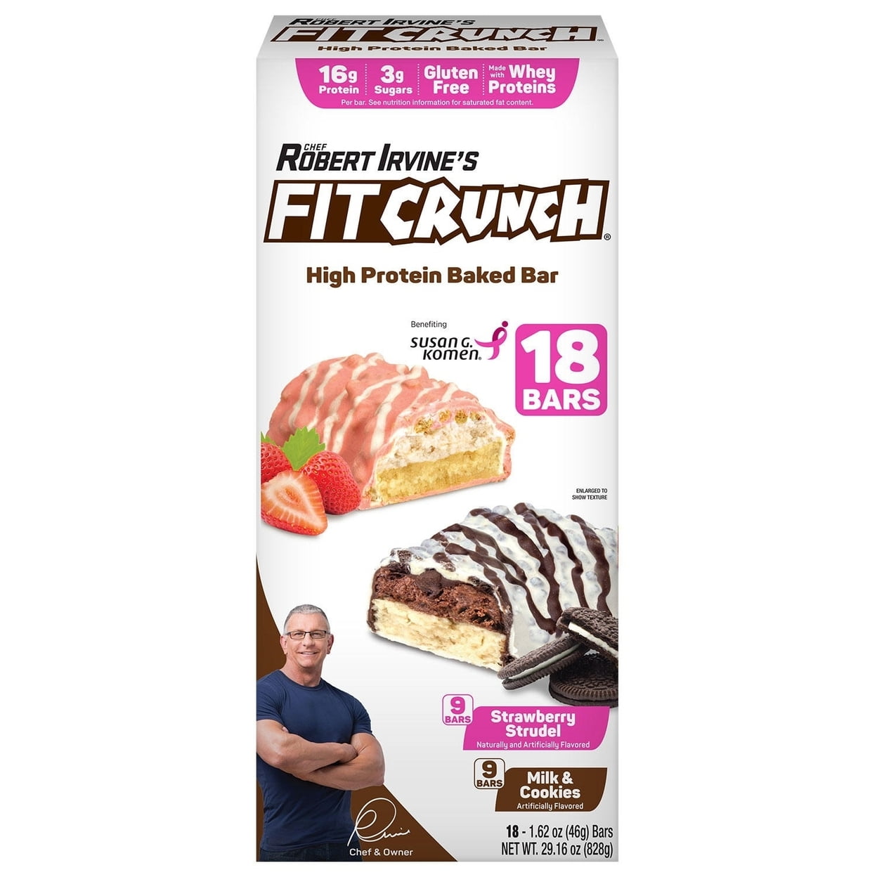 FITCRUNCH High Protein Baked Bars Strawberry Strudel and Milk and ...