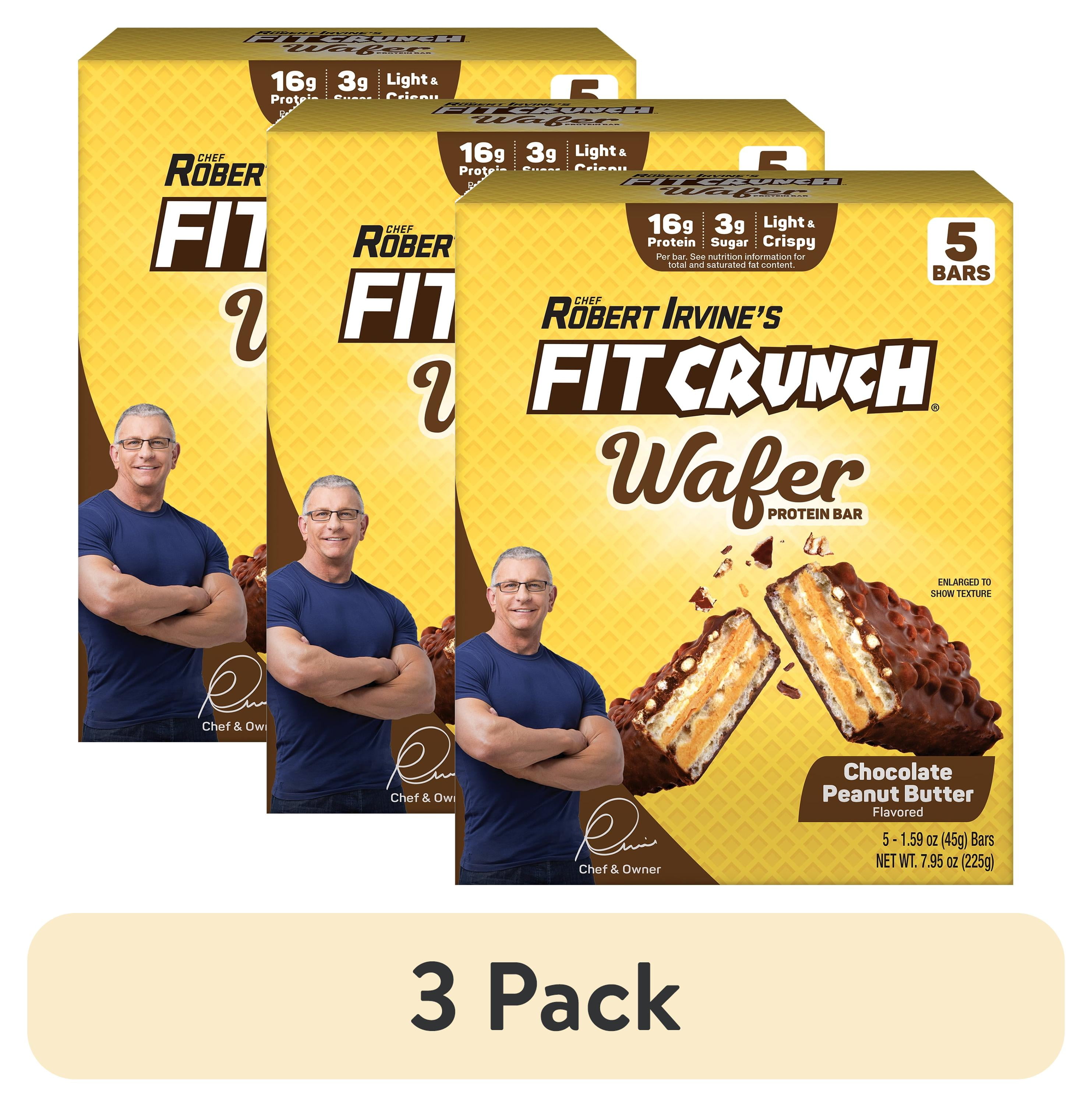 (3 pack) FITCRUNCH Peanut Butter WAFER Protein Bar, 16g, 5ct - Walmart.com