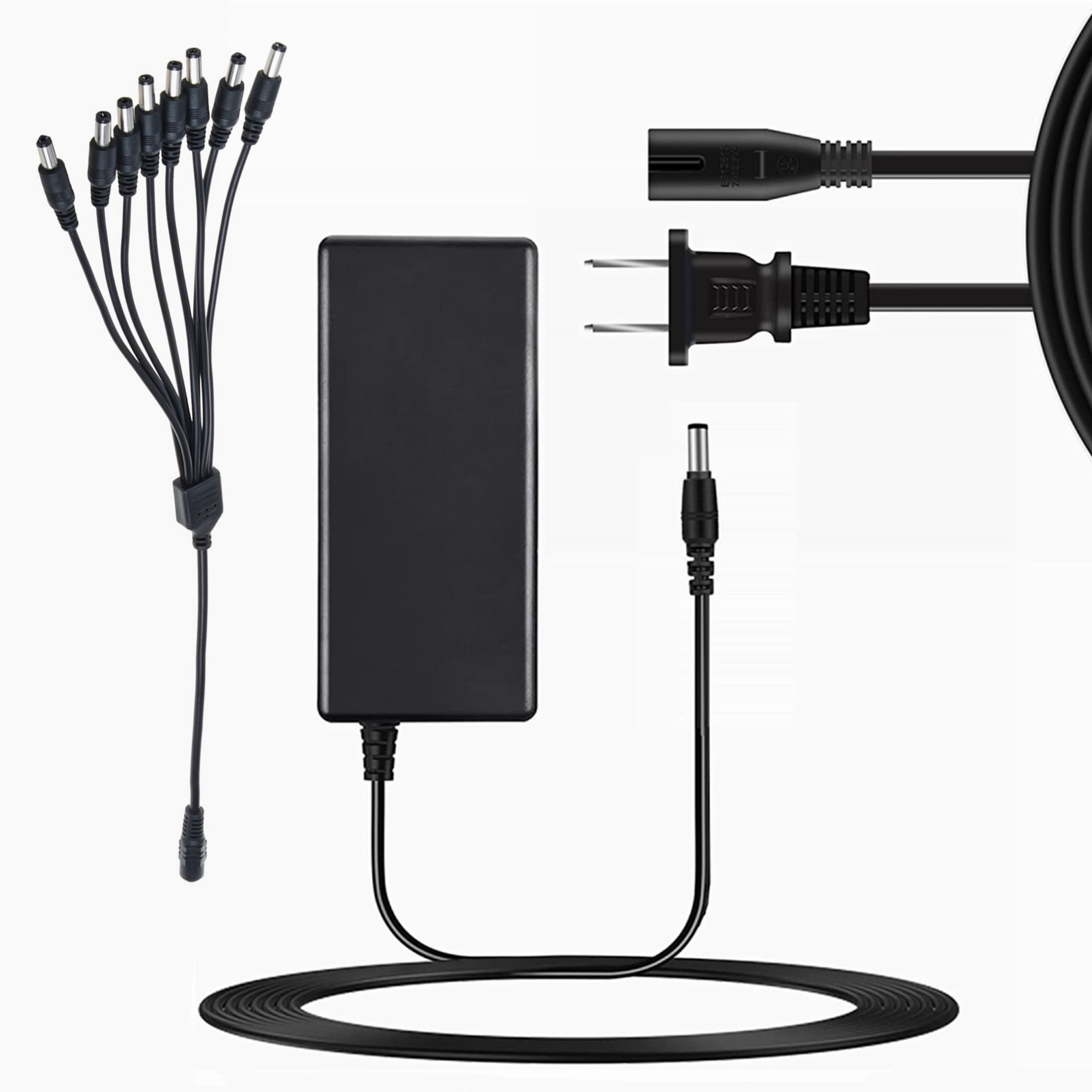 FITE ON AC / DC Adapter (12 Volt 7A) & 1 to 8 Power Cord Splitter For 8 ...