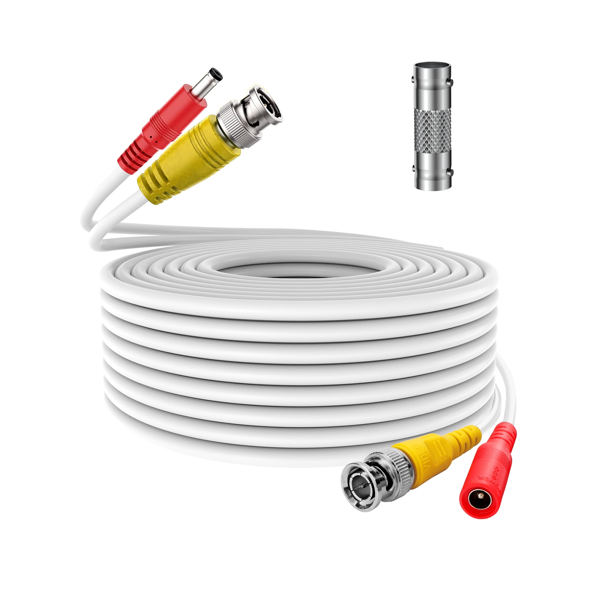 FITE ON 100FT White Surveillance Camera Cables, Tensile Strength for Long-term Use PVC-45P ...