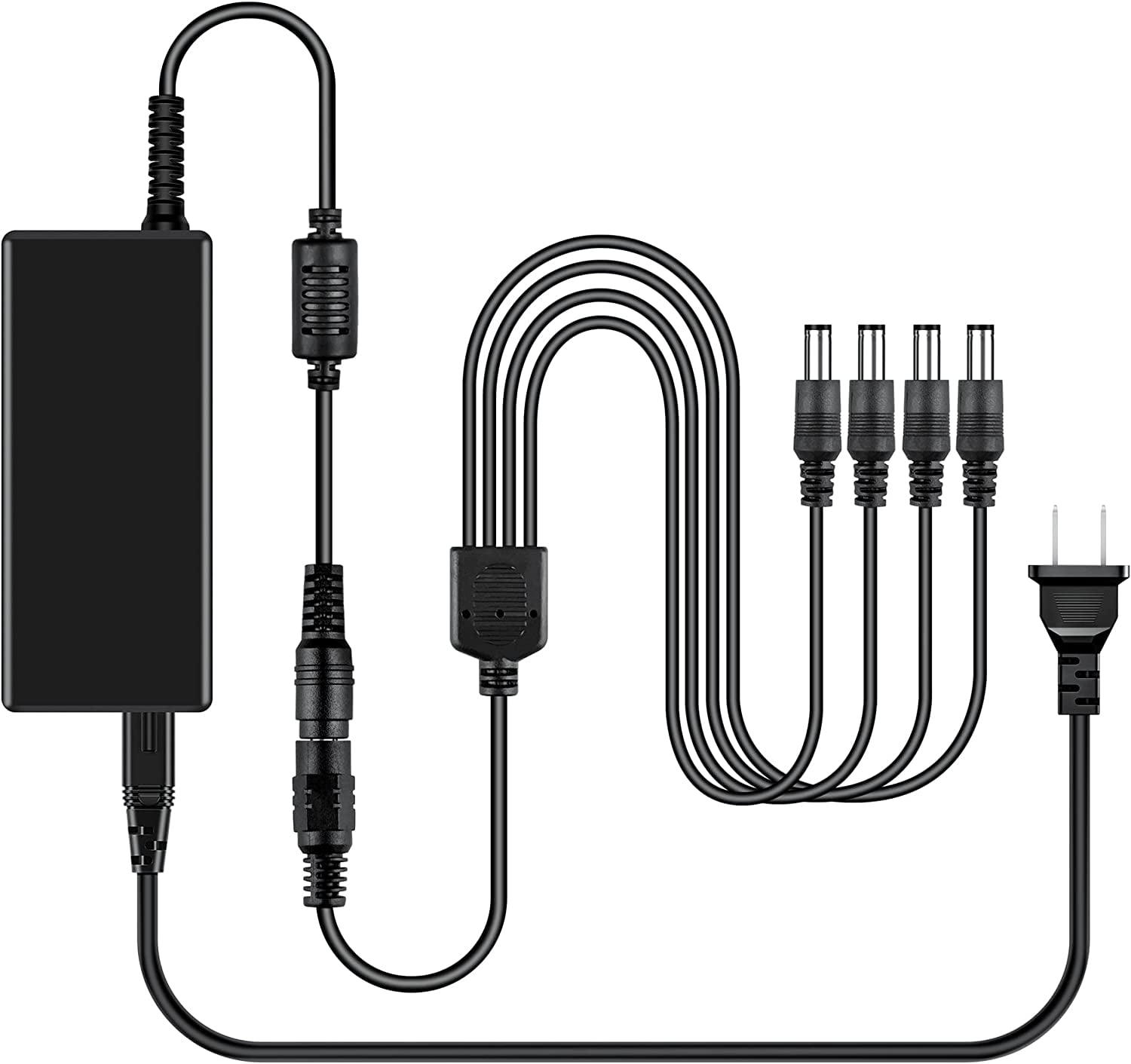 FITE ON 12V 5A Power Adapter with 4 Way Splitter Cord, AC DC Converter ...