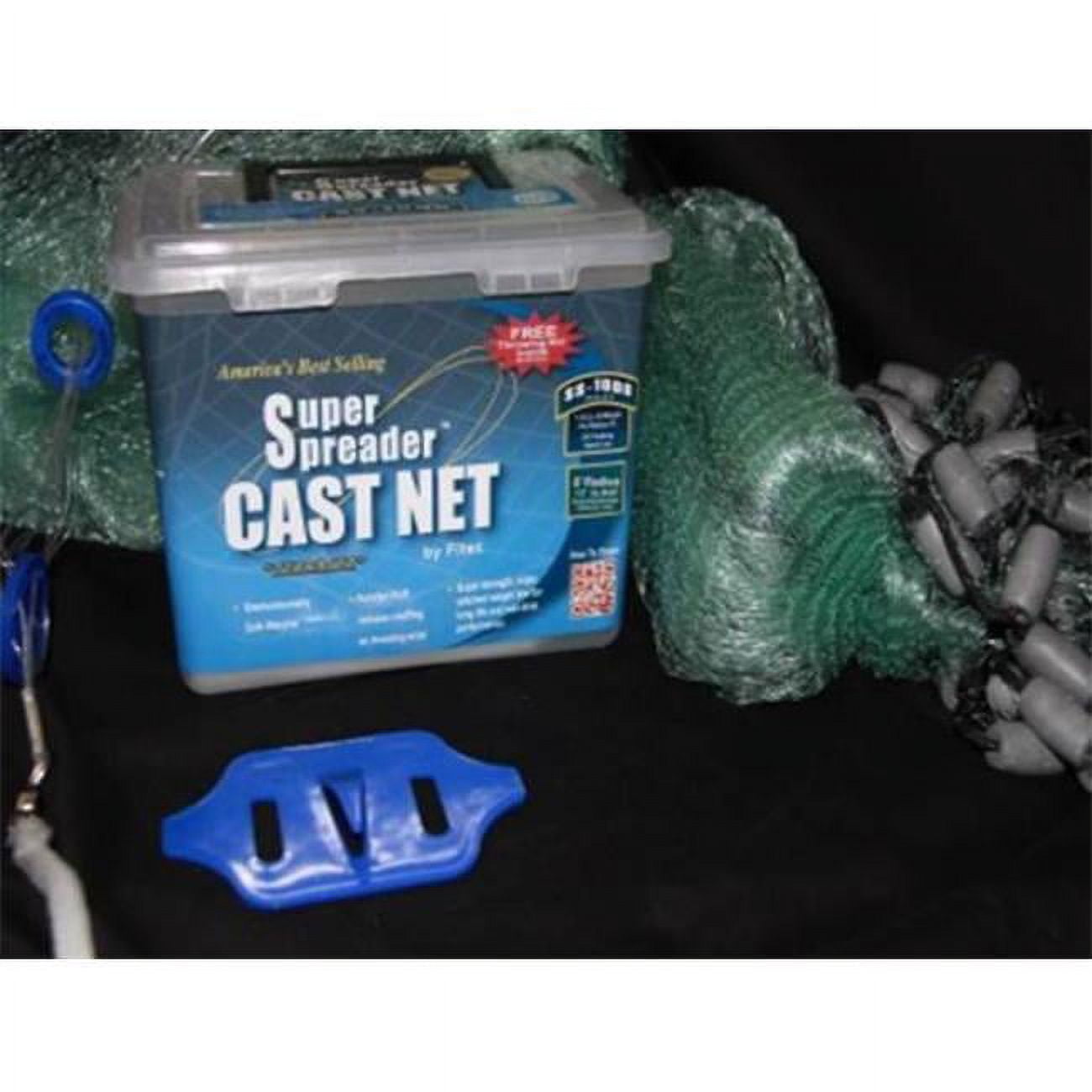 FITEC 11560 SS1000 Super Spreader Cast Net 6'x1/2" Mesh Green 1 lb wt ...